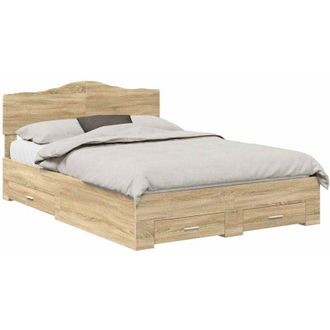 vidaXL Bettrahmen mit Kopfteil Sonoma-Eiche 140 x 200 cm Holzwerkstoff vidaXL