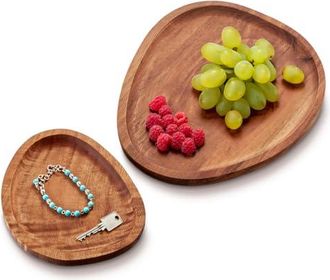 Com-Four Ensemble de 2 Plateaux en Bois dacacia - Planches d&eacute;coratives de Forme Organique - Plateaux de Service - Plateau en Bois en 2 Tailles - Assiettes de S