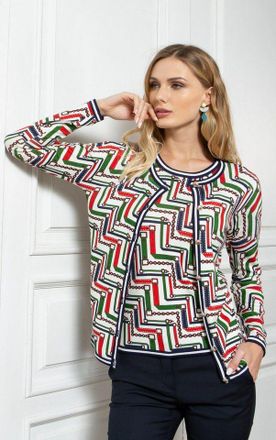 Passioni Cardigan Twinset mit klassischem Schal-Print