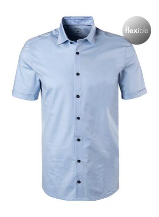 Olymp Herren Kurzarmhemd blau Jersey