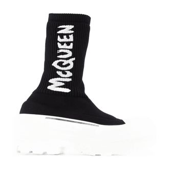 Alexander McQueen Faire marcher des baskets lisses en noir et blanc tissu