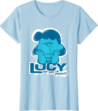 Peanuts T-Shirt Lucy Van Pelt Wer Sagt Ich Bin Grantig - Unisex Jugendliche & Erwachsene - Schwarz - S - Kurzarm - Cartoon - Klassisch - Alle Altersgruppen