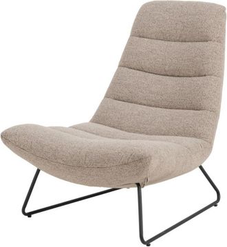 Selsey Forgents - Loungesessel mit Bouclé-Bezug in Beige, Kufengestell, Quersteppung, 82,5x93x97 cm - Selsey
