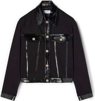 Motivi Femme, Vestes, Noir, Taille: 40 FR Veste à Empiècements en Cuir Verni