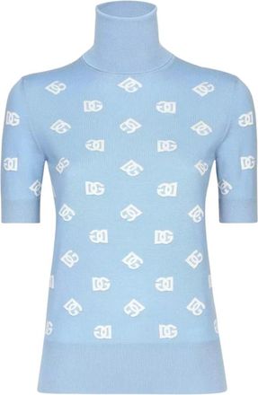 Dolce & Gabbana Femme, Pulls, Bleu, Taille: 40 FR Wool Turtleneck