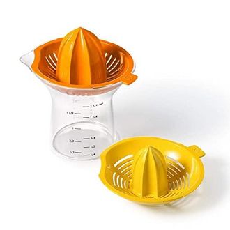 Oxo Good Grips - Presse-citron et orange 2 en 1 avec récipient doseur - Presse-agrumes manuel - Orange
