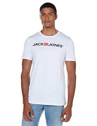 Jack & Jones Jack & Jones Pack 2 T-Shirts Grande Taille Col Rond Imprimer Design Logo Surdimensionn&eacute;, Blanc (White), XXXXXXXXL