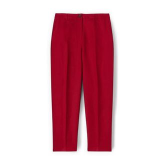 Motivi Gerade Leinenmischungs-Hose - - Trousers - Damen - Rot - 2XS