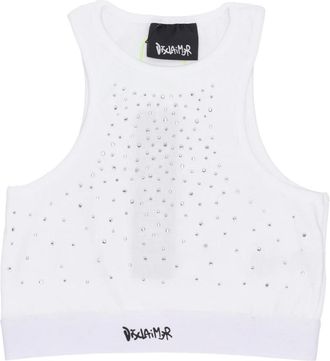 Disclaimer Wei&szlig;es Racing Crew Top mit Strass - - Tops - Damen - Wei&szlig; - M