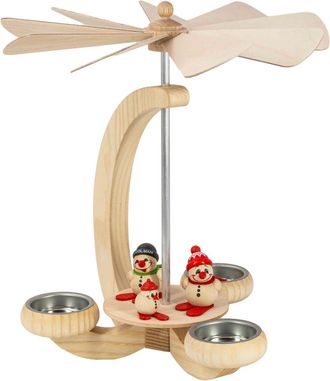 Seiffener Volkskunst | Erzgebirge Pyramide Weihnachtspyramide Teelichtpyramide | Handwerkskunst aus Deutschland | echte Handarbeit | 25 cm | Cool - Man