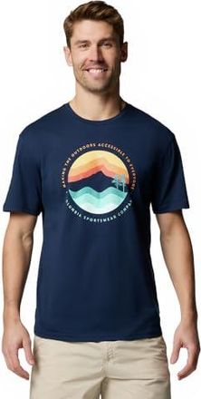 Columbia Path Lake Graphic Tee II T-shirt à manches courtes pour homme, Collegiate Navy, Circular Linescape, Medium