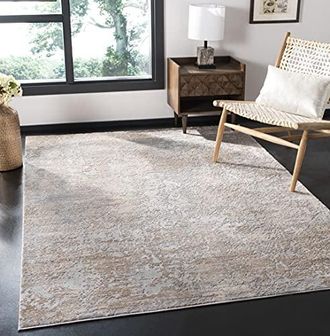 Safavieh Abstrakt Teppich für Wohnzimmer, Esszimmer, Schlafzimmer - Invista Collection, Kurzer Flor, Beige und Creme, 122 X 183 cm