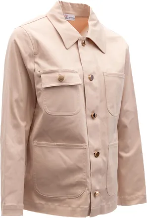 Valentino Garavani Women Beige Cotton Denim Jacket Clothing