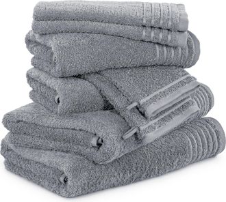 M&ouml;ve Handtuchset New Classic 8-TLG Handt&uuml;cher - 2X 20x15 cm + 2X 30x50 cm + 2X 50x100 cm + 2X 67x140 cm, 100% Baumwolle, Stone