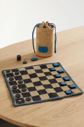 Anya Hindmarch Jeu De Dames En Raphia - Bleu