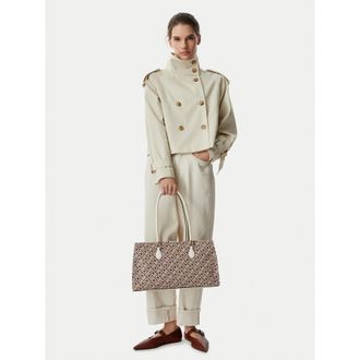 Tommy Hilfiger Handtasche Tommy Hilfiger Th Grace Satchel Jacquard AW0AW18754 Braun