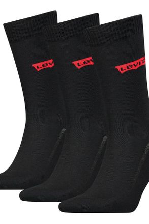 Levi's normal geschnittene Socken mit Batwing Logo aus recycelter Baumwolle - 3er-Pack - Herren - Schwarz / Schwarz