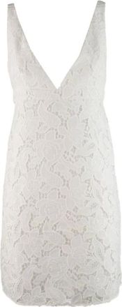 Michael Kors Femme, Robes, Blanc, Taille: 34 FR Robe Mini en Dentelle Florale C&ocirc;tel&eacute;e