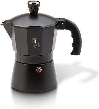 Berlinger Haus Espressokanne | 3 Tassen Black Rose Collection | Aluminiumgehäuse | Geeignet für Gas-, Elektro- und Glaskeramikherd | Schnelle Kaffeezubereitung