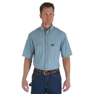 Wrangler Riggs Workwear Herren Chambray Arbeitshemd, hellblau, XX-Large