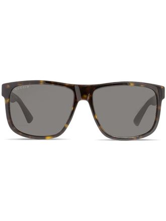 Gucci lunettes de soleil rectangulaires - Marron