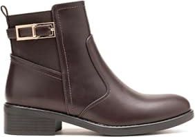 C'M Paris Bottines Chelsea Femme, Similicuir Noir, Talon Bloc 4 cm, Bride Élastique avec Boucle Dorée (68325 Marron, Système Taille Chaussures EU, Adulte, Numér