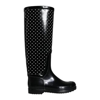 Dolce & Gabbana Gummistiefel mit Polka Dots bis zum Knie - - Shoes - Damen - Schwarzk - 35 EU