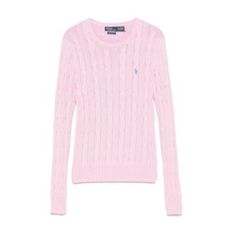 Polo Ralph Lauren Femme, Pulls, Rose, Taille: 40 FR Pull Ras du Cou en Tricot C&acirc;bl&eacute; avec Logo Brod&eacute;