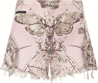 Philipp Plein Femme, Shorts, Rose, Taille: W26 Madeira Fit Shorts Butterfly Tattoo