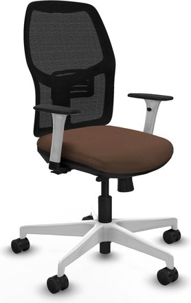 Piqueras y Crespo Schreibtischstuhl Alfera braun mit wei&szlig;en und schwarzen Armlehnen, h&ouml;henverstellbare Lendenwirbelst&uuml;tze, ausgestattet mit Syncro/Traslack und Schneide