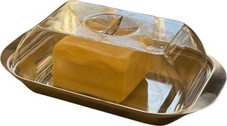 Steel-function Butterdose Edelstahl mit Deckel - Elegante Butterdose mit Kunststoffdeckel, ideal für Kühlschrank und Tisch - Langlebig, pflegeleicht und stilvoll für