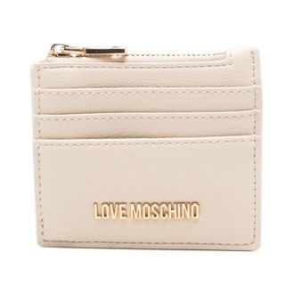 Love Moschino Femme, Accessoires, Beige, Taille: ONE Size Heart Zip Card Holder