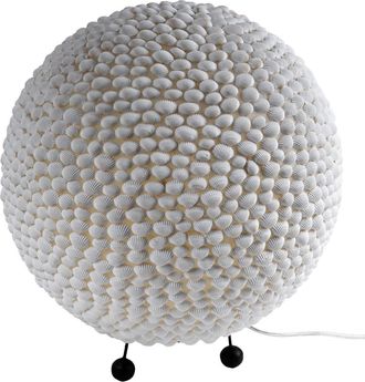 Globo Lighting Tischleuchte Kugellampe Tischlampe Muschel wei&szlig; Wohnzimmerleuchte Beistellleuchte, Metall, 1x LED 7W 560Lm warmwei&szlig;, DxH 37x41 cm