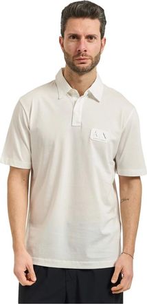 A|X Armani Exchange Homme, Tops, Blanc, Taille: XL Polo en coton coupe classique avec logo