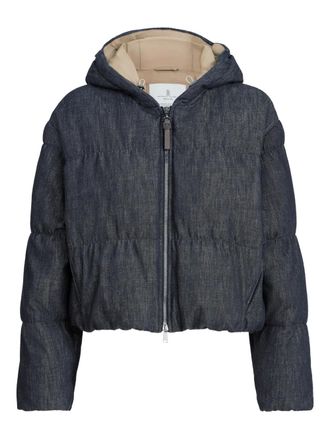 Brunello Cucinelli Gef&uuml;tterte Kapuzenjacke - Blau
