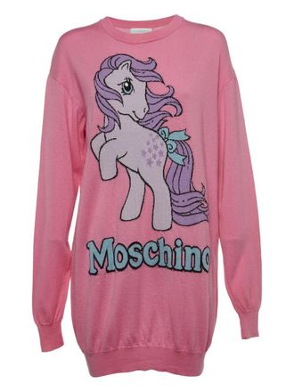 Moschino robe Polo Pony en coton - Rose