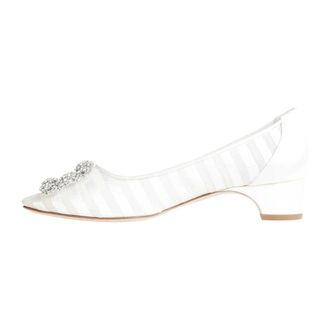 Manolo Blahnik Femme, Chaussures, Blanc, Taille: 38 1/2 EU Ballerinas