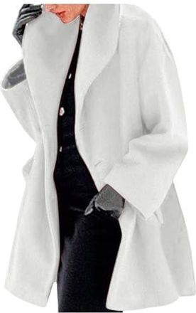 Generic Manteau dhiver en laine pour femme - Manteau trench chaud et fin - Pour le printemps 2026, blanc, XXL