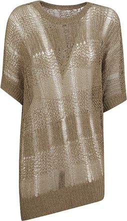 Yohji Yamamoto Femme, Pulls, Brun, Taille: 40 FR Asymmetric Drape Pullover