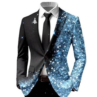 Generic Costume Noël Homme Manches Longues, Veste Noel Homme Imprimé Blazer De Noël pour Les Affaires Et Le Commerce Christmas La Mode Loisirs Cool Chic Et Fo