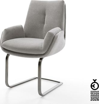 DELIFE Freischwinger Clea-Flex Strukturstoff Soft Grau Freischwinger flach Graphit, Esszimmerst&uuml;hle