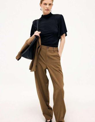 NA-KD pantalon barrel relaxed marron fonc&eacute;