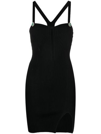 Roberto Cavalli Geripptes Minikleid - Schwarz