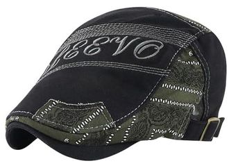 Feoya Casquette Plate Homme B&eacute;ret Coton Chapeau Gavroche Newsboy Casquette Broderie Gatsby R&eacute;glable Vintage Casquettes Souples Basque Respirant Lettre Irlan