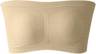 Generic 2026 Soutien-gorge sans bretelles pour femme, couleur unie, style ligne A, grande taille, beige, XL