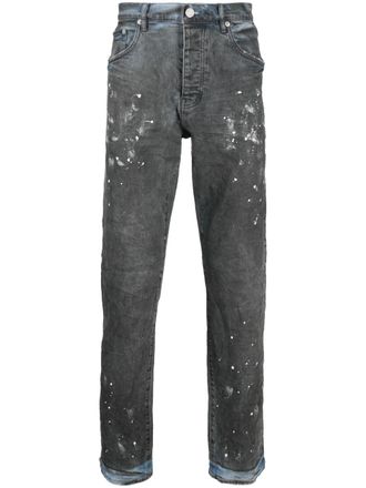 Purple jean droit &agrave; effet taches de peinture - Bleu