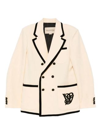 Valentino Garavani blazer brodé à boutonnière croisée - Tons neutres