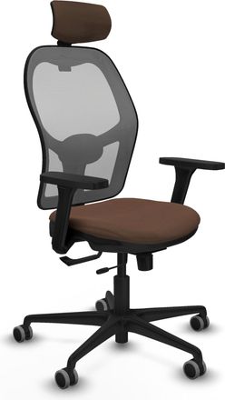 Piqueras y Crespo Ergonomischer Stuhl mit 3D-Armlehnen, h&ouml;henverstellbare Lendenwirbelst&uuml;tze und h&ouml;henverstellbares Kopfteil, Grau/Dunkelbraun