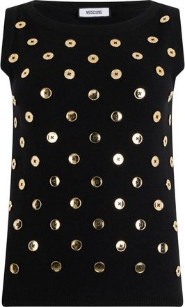 Moschino Stricktop mit Zierkn&ouml;pfen - - Tops - Damen - Schwarzk - S