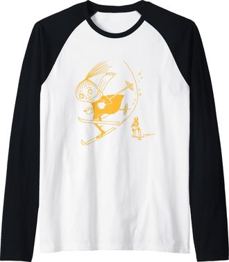 Moomin Yellow Mymble Skifahren Winter Spiele Sport Raglan